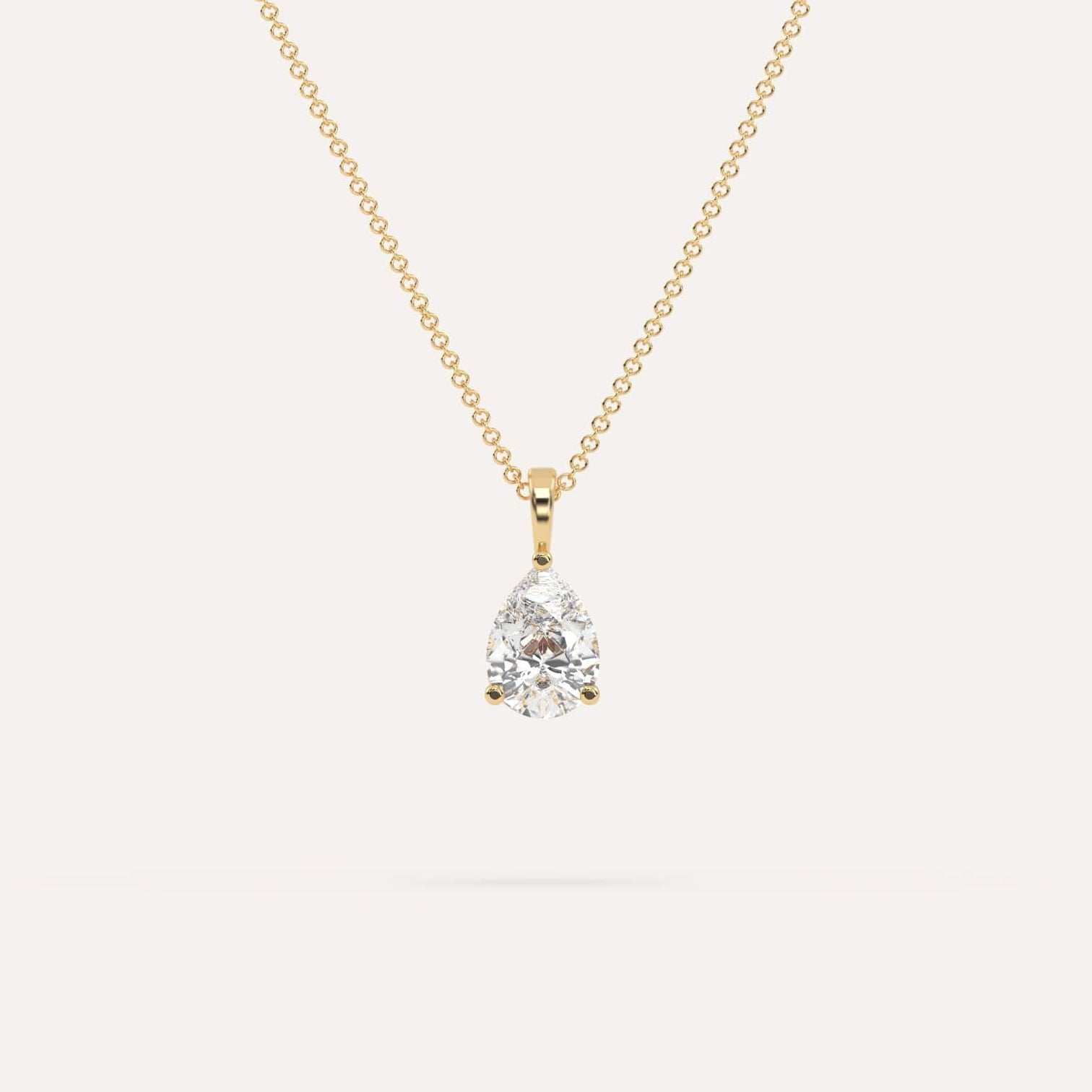 Single Diamond Necklace 1 Carat Pear Diamond Pendant