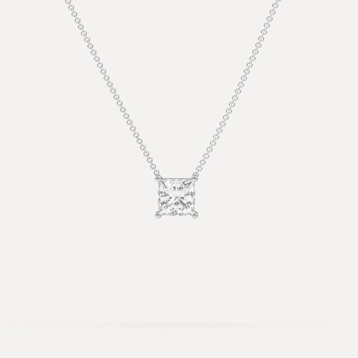 Single Diamond Necklace: 1 Carat Princess Floating Diamond