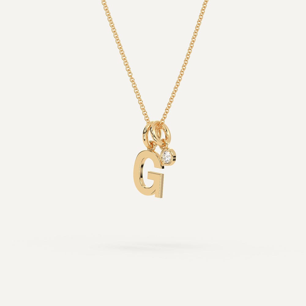 Initial Letter G Necklace Gold & Diamond Pendant For Women