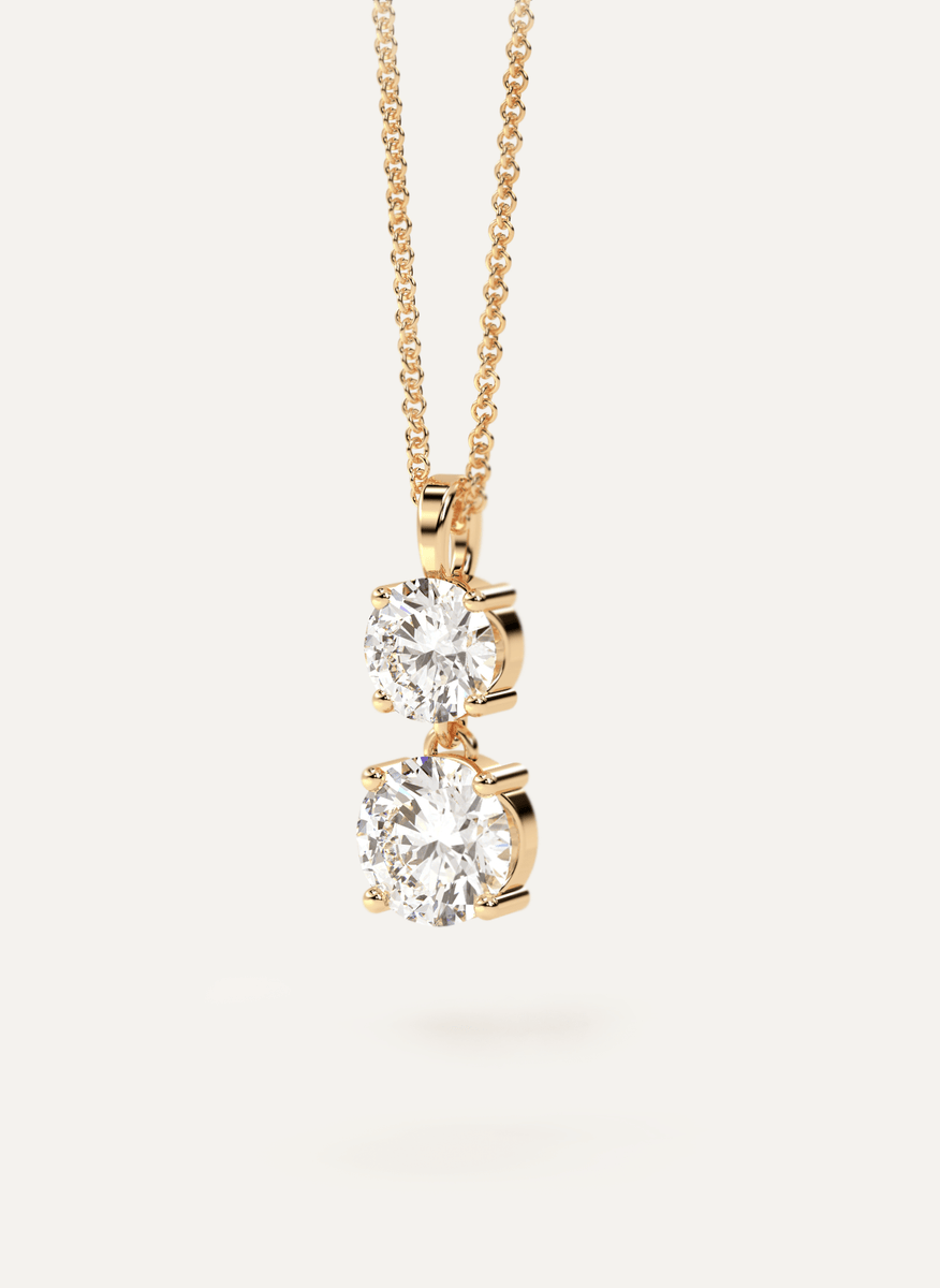 Two Diamond Pendant Necklace - Elegant & Timeless Jewelry
